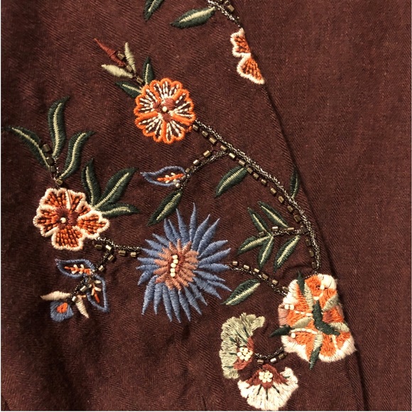 J. Jill | Tops | Jjill Burgundy Cotton Embroidered Blouse | Poshmark